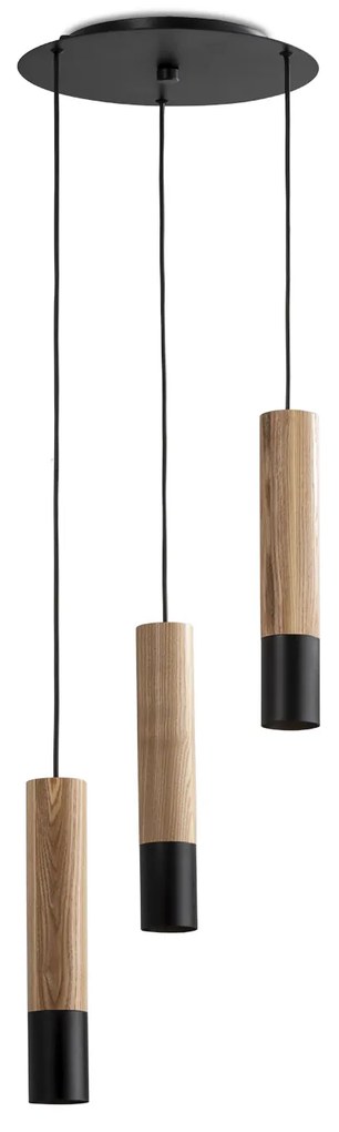 Light for home - Závěsné svítidlo na lanku 40899 "GLAZE WOOD", 3x35W, GU10, Černá
