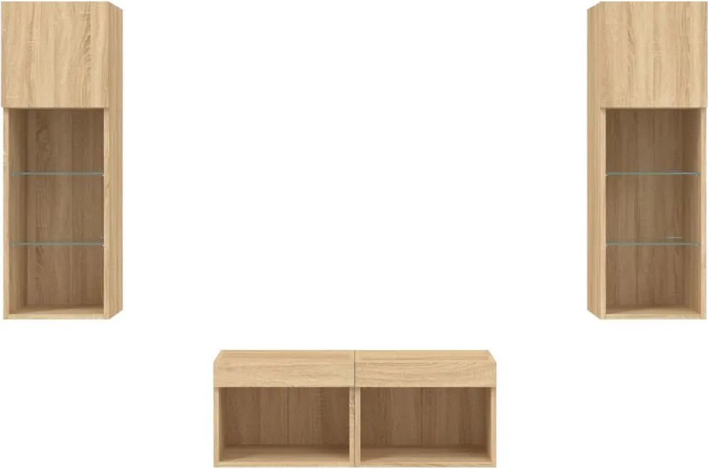 4dílná obývací stěna s LED osvětlením dub sonoma 3216578