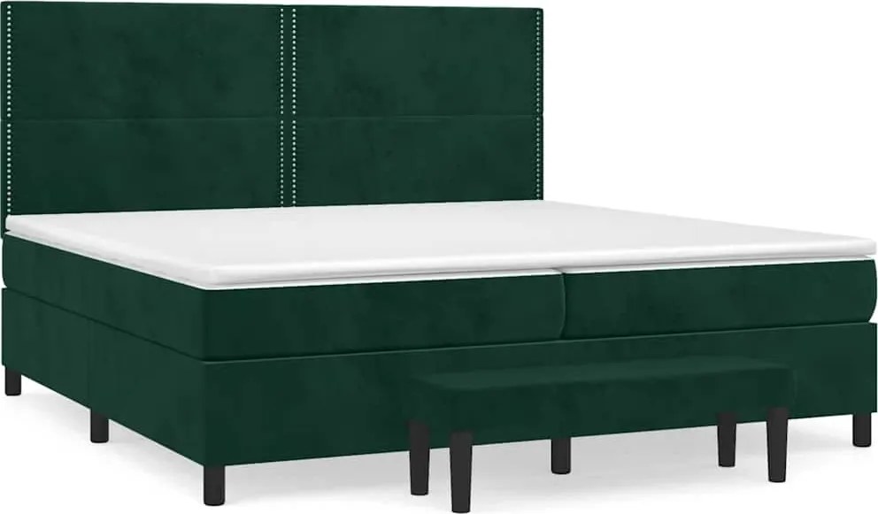Box spring postel s matrací tmavě zelená 200x200 cm samet 3137806