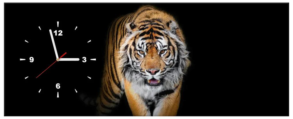 Gario Obraz s hodinami Silný tygr Rozměry: 100 x 40 cm