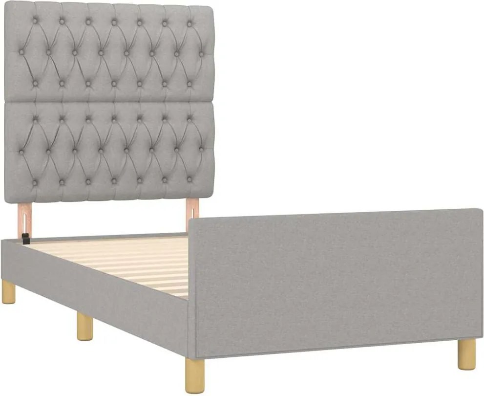 Rám postele bez matrace světle šedý 90 x 200 cm textil 3125268