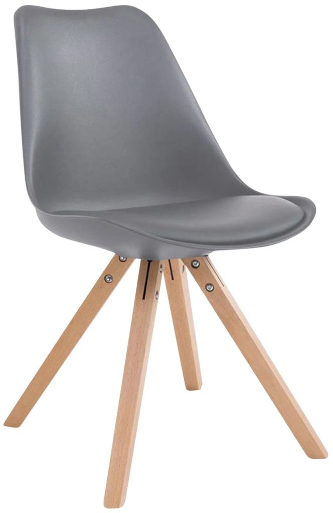 Jídelní židle Bordon - 4 ks - umělá kůže - přírodní rám | šedé