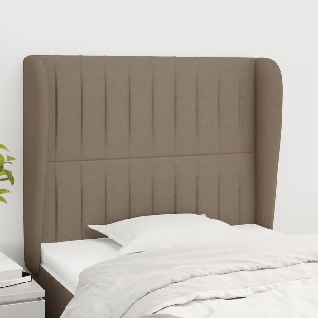 Čelo postele typu ušák taupe 93x23x118/128 cm textil