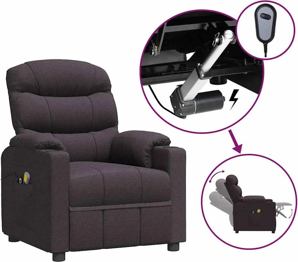 Elektrické masážní křeslo tmavě hnědé textil 3143508