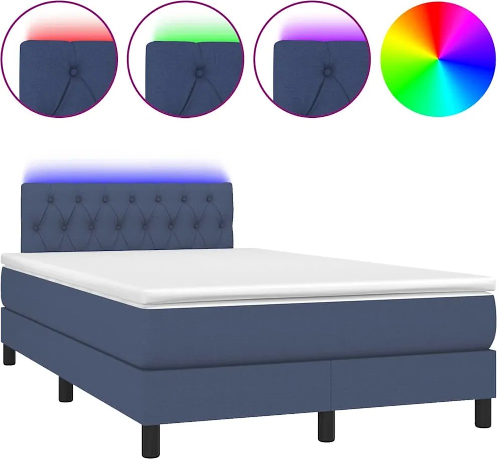 Box spring postel s matrací a LED modrá 120 x 200 cm textil 3133387
