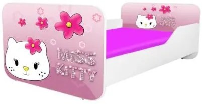 Dětská postel - Miss kitty s kytičkami - kwadra - 160 x 80 cm