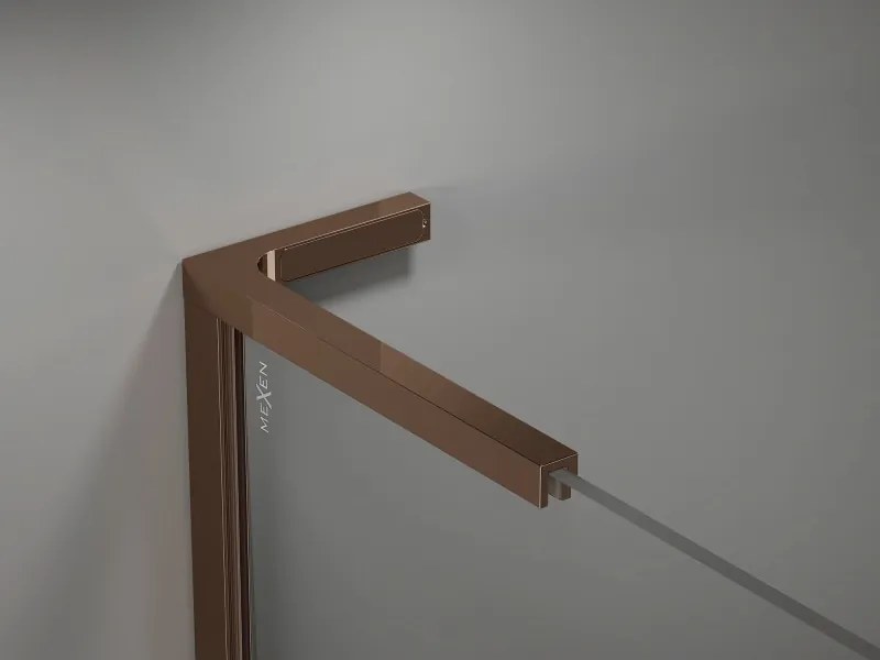 Mexen, Mexen Kioto-X L sprchová stěna 60 x 200 cm, průhledná 10 mm, růžové zlato - 800-060-107-60-00-X