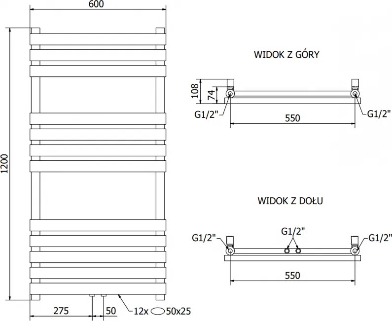 Mexen Jowisz, elektrické topné těleso 1200 x 600 mm, 600 W, černá, W107-1200-600-2600-70