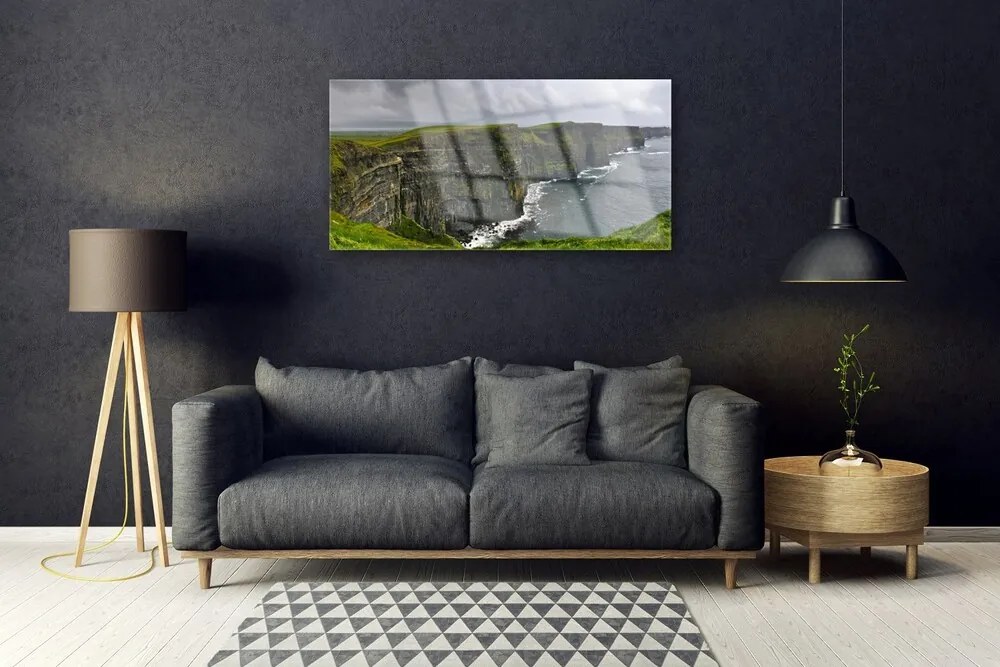 Obraz na skle Záliv Skály Voda Krajina 100x50 cm