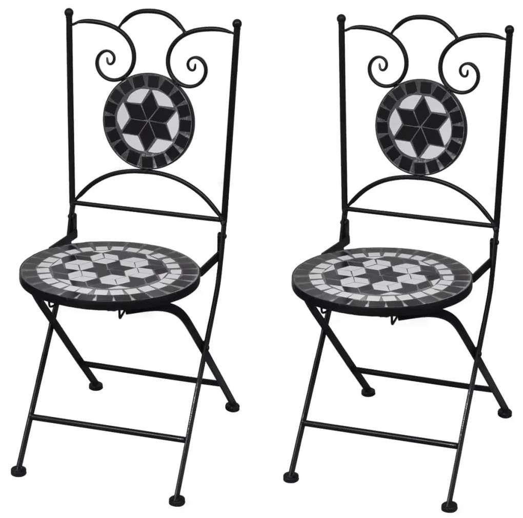 41533 vidaXL Skládací bistro židle 2 ks keramické černé a bílé