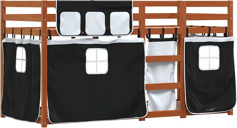 Patrová postel bez matrace hnědo-černá 90x200 cm masivní borovice 3283946