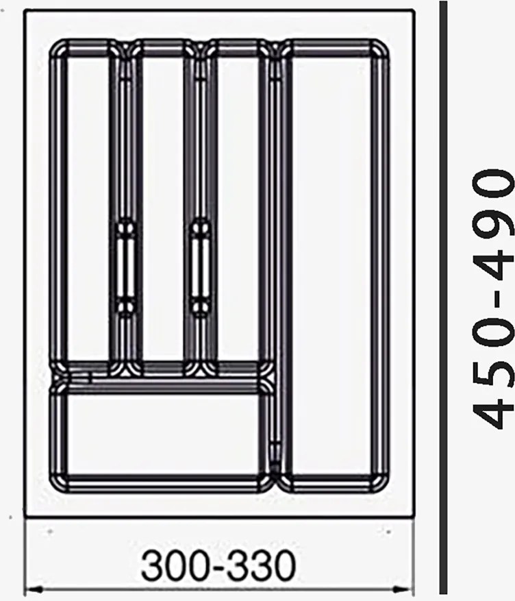 Vklad organizér 40 | plastový | do zásuvky kuchyňské skříňky 40 cm | šedý