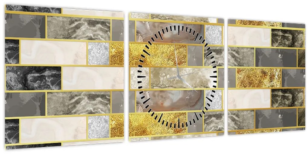 Obraz - Dekor s texturami (s hodinami) (90x30 cm)
