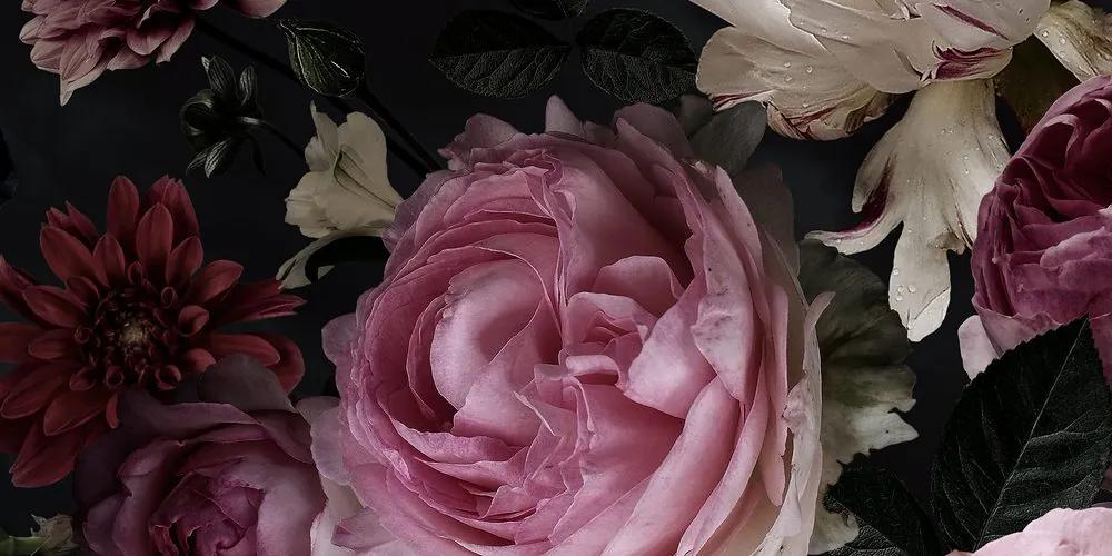 Obraz kytice květů v detailním záběru Varianta: 100x50
