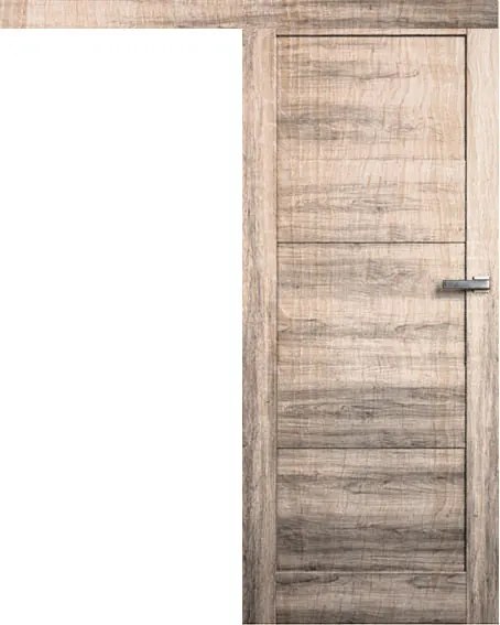 posuvné interiérové dveře na stěnu vasco doors TEO plné, model 1 Průchozí rozměr: 70 x 197 cm, Orientace dveří: Levé dveře, Dekor: Buk jasmínový