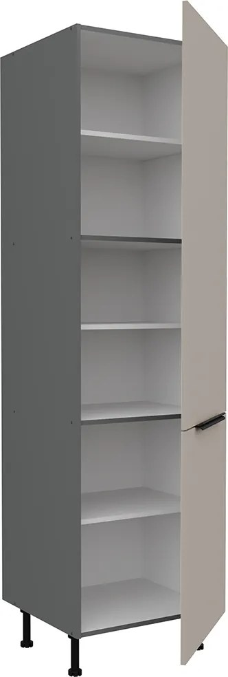 ARIA ta | vysoká skříňka 60 DK-215 2F potravinová s policemi | 60 cm | ANTI FINGERPRINT povrch | antracit/béžová