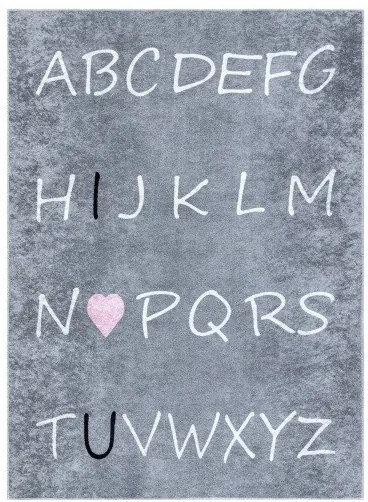 Dywany Łuszczów, Dětský kusový koberec Junior 52106.801 Alphabet grey, 160x220, šedá, dětský pokoj