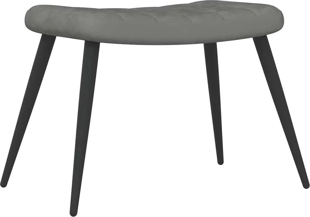 Relaxační křeslo se stoličkou tmavě šedé samet 327689