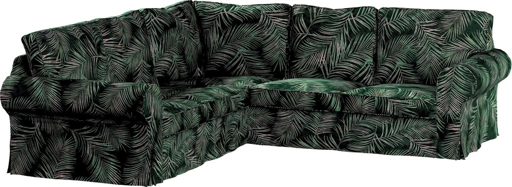 Potah na pohovku IKEA Ektorp rohová barva zelená látka sametová, vzorované