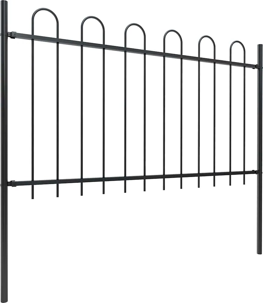 Zahradní plot s obloukem nahoře ocelový 1172 x 100 cm černý 277662