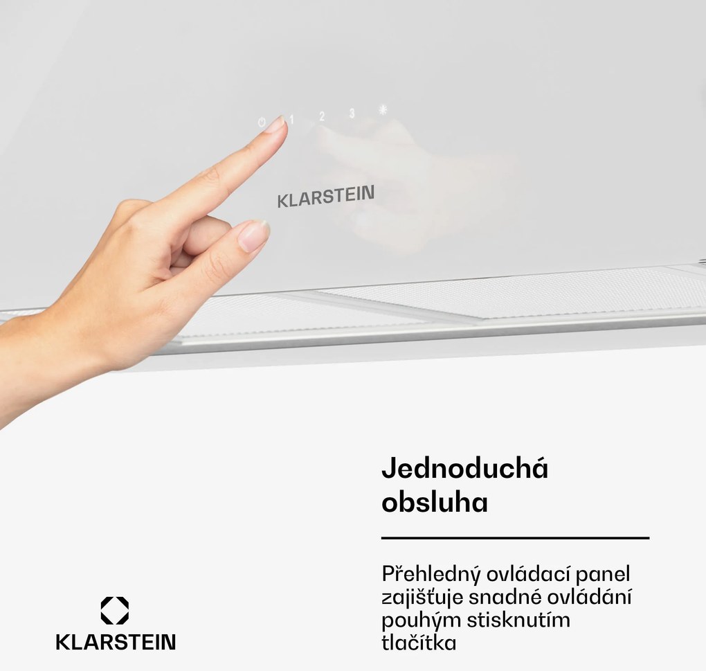 Klarstein Kronleuchter XL ostrovní digestoř 90cm recirkulace 577m³/h LED dotyk bílá