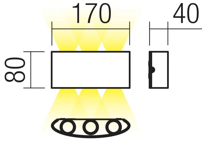 Redo 90225 Fabo, venkovní bílé nástěnné svítidlo se svícením nahoru/dolů LED 6W 3000K, délka 17cm IP54