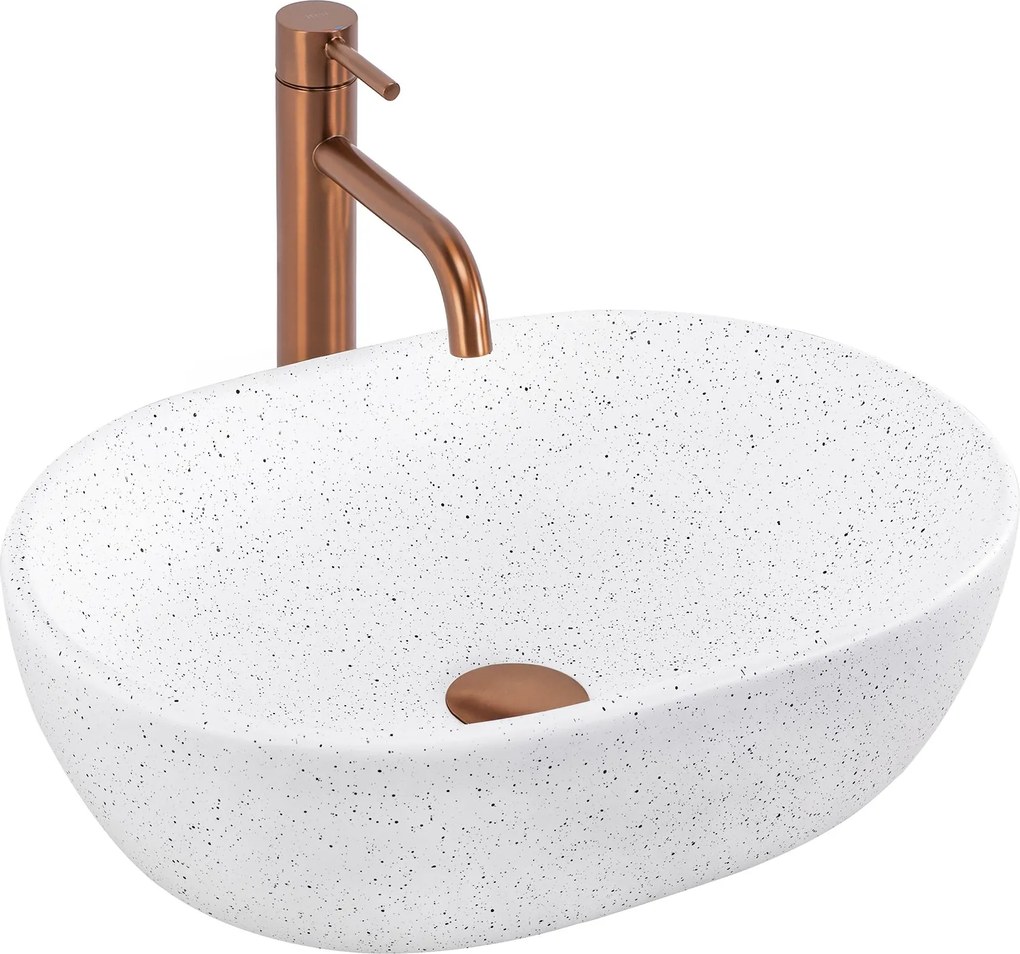 Rea Amelia Warm, umyvadlo na desku 480x345x135 mm, imitace kamene, REA-U3001