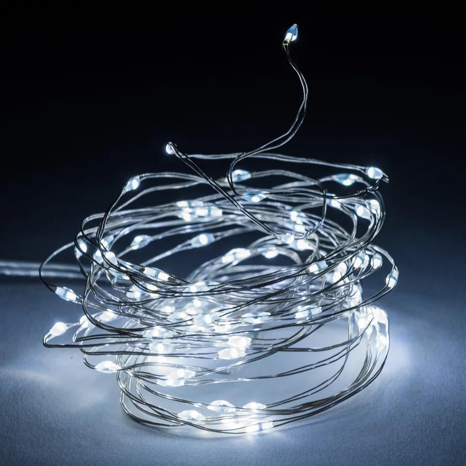 Světelný vánoční řetěz Clarion 100 LED, studená bílá