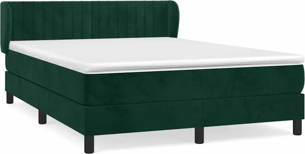 Box spring postel s matrací tmavě zelená 140x200 cm samet 3127616
