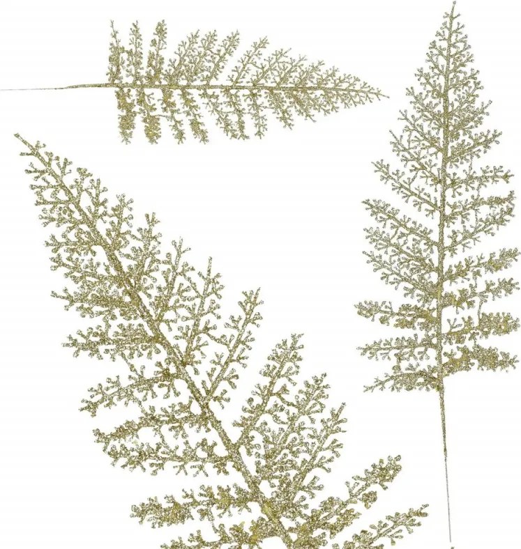 Větvičky kapradiny 45cm zlaté sada 3ks, vánoční dekorace