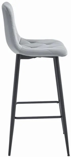 Set čtyř barových židlí NADO sametové stříbrné (černé nohy) 4 ks