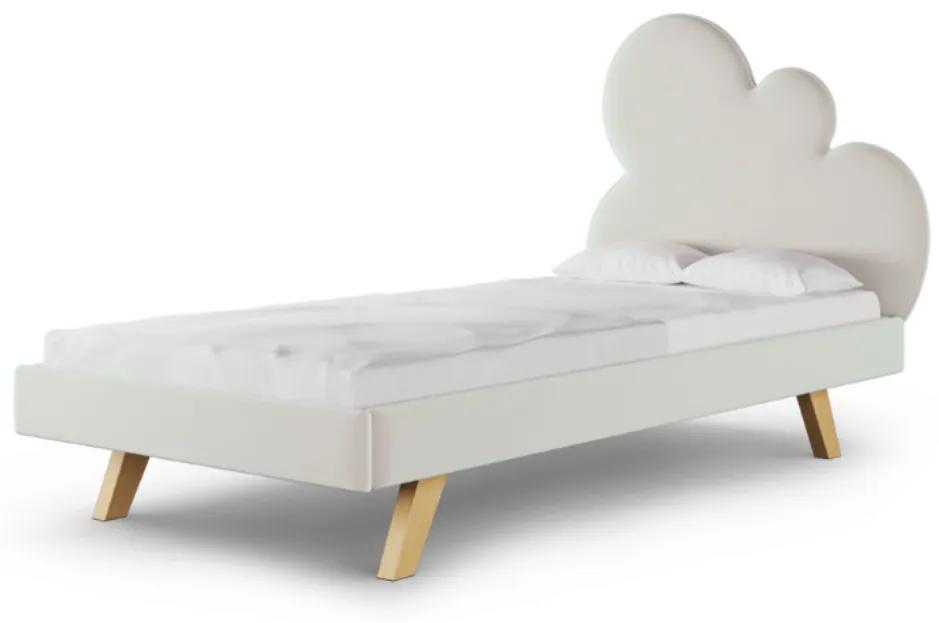 MINKO Čalouněná jednolůžková postel CLOUD do dětského pokoje Zvolte barvu: Krémová, Zvolte rozměr: 120x200 cm, Zvolte stranu: Vpravo