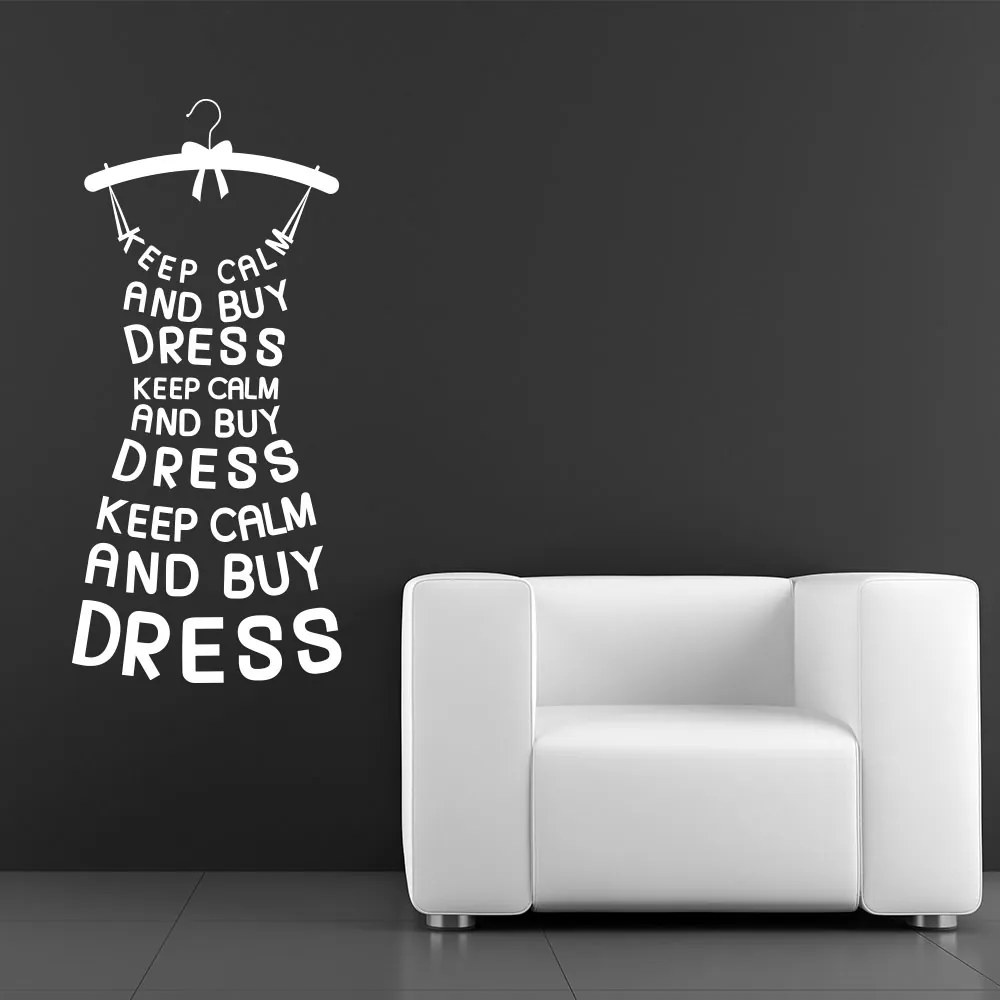 GLIX Šaty na ramínku - samolepka na zeď Bílá 50 x 100 cm