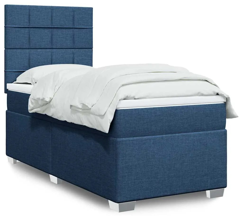 Box spring postel s matrací modrá 90x200 cm textil 3290377