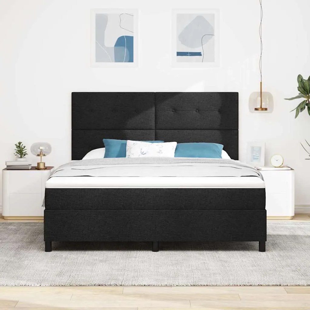 Postel s boxspringem s čelo Černá 180 x 200 cm textil 3339408