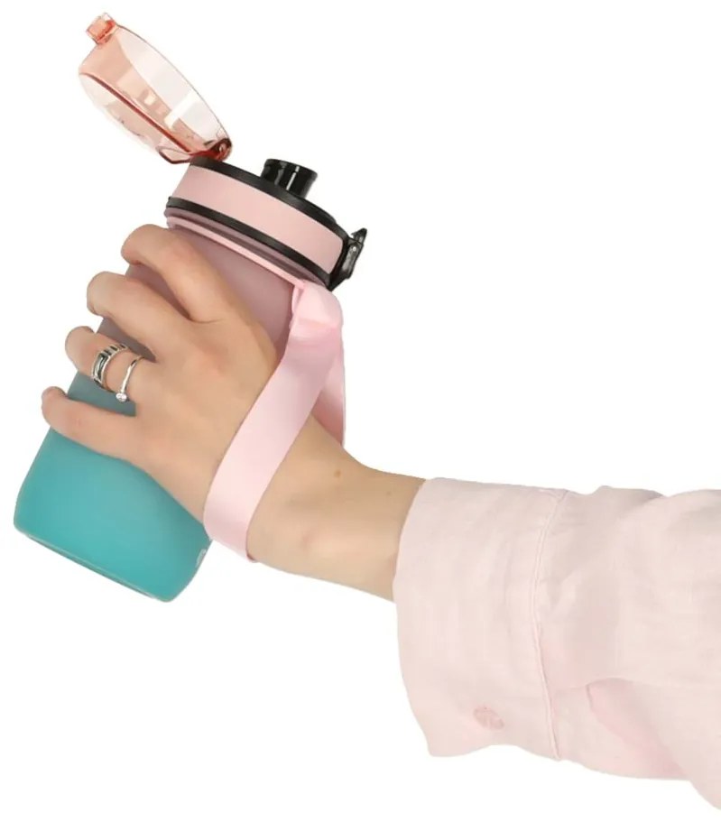 Creative Corner Láhev na vodu bidon s brčkem sportovní 600ml růžovo-modrá