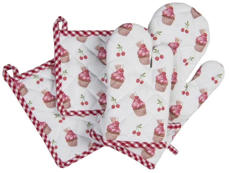 Bavlněná podložka pod nádobí pro děti Cherry Cupcake – 16x16 cm