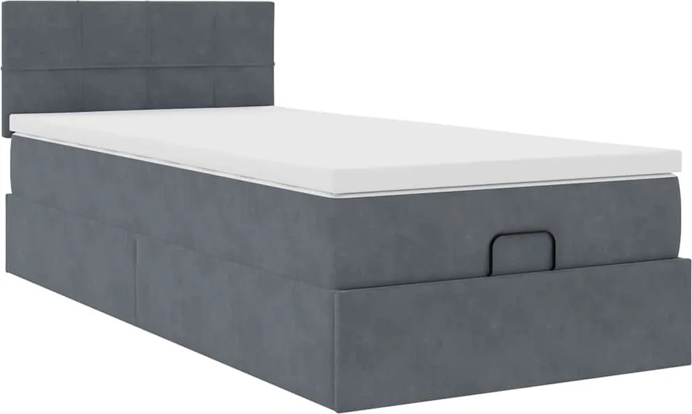Osmanský rám postele s matrací tmavě šedá 80x200cm samet 3312585
