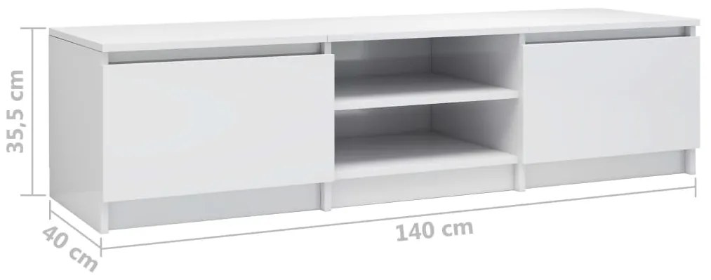 vidaXL Marketos TV stolek bílý s vysokým leskem 140x40x35,5 cm kompozitní dřevo