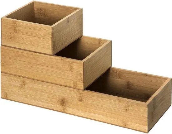 5Five® Bambusové organizéry, úložné boxy do šuplíku, sada 3ks - TSX3 38 x 31 x 7 cm