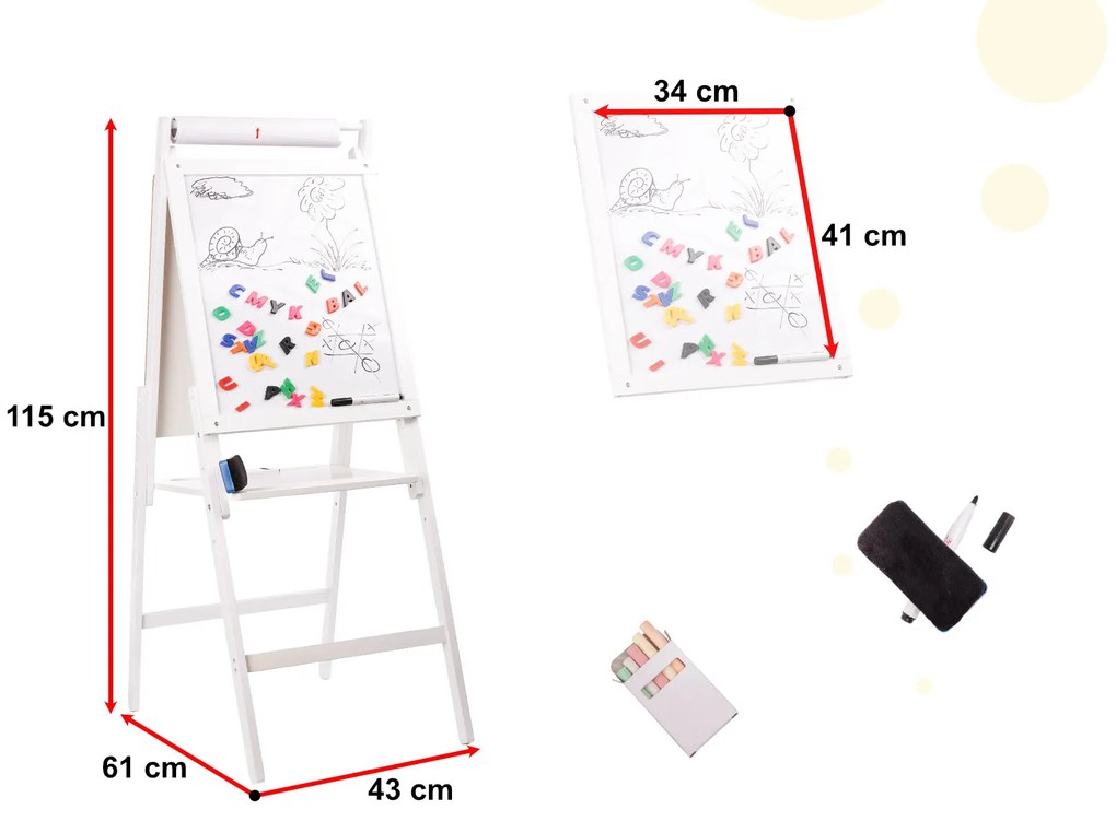 Creative Corner Magnetická dřevěná tabule bílá velká XXL