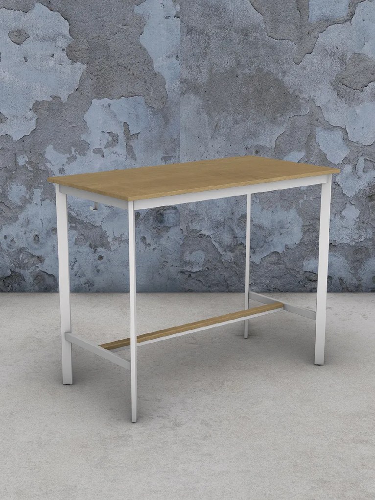 Barový stůl bílý A10, masiv dub Birmingham, 130 x 68 cm