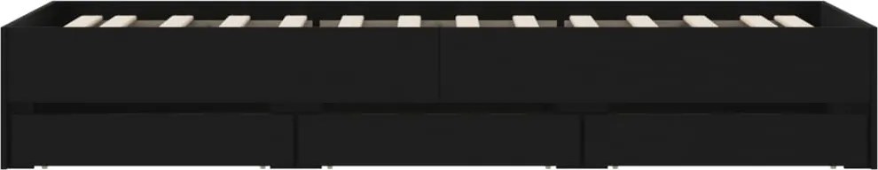 Rám postele se zásuvkami černý 90 x 200 cm kompozitní dřevo 3207295