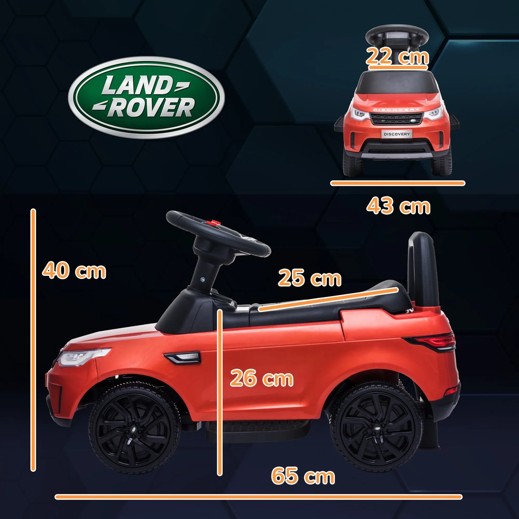 AIYAPLAY Elektrické auto pro děti s řidičským povolením Land Rover, posuvné dětské vozidlo s světlomety, klaksonem a hudbou