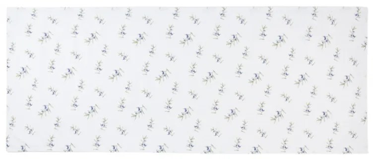 Bílý bavlněný běhoun se vzorem olivové větvičky Olive Fields – 50x140 cm