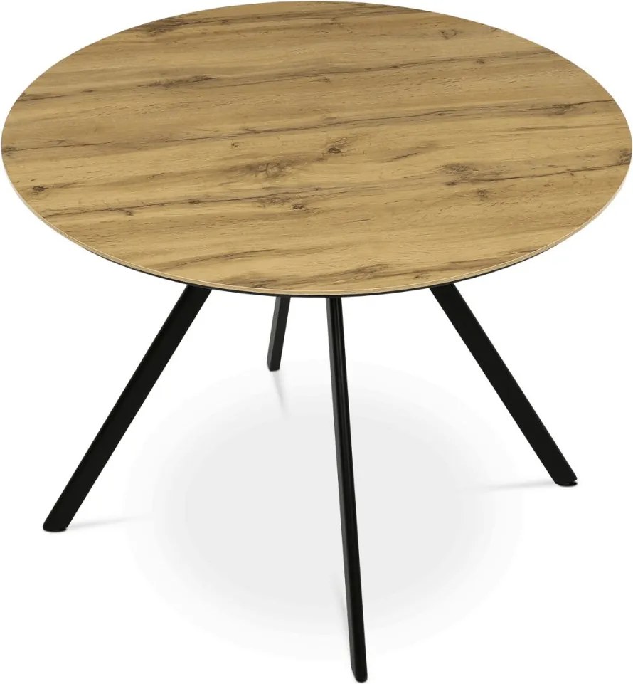 Kulatý jídelní stůl 100x100cm HT-R5010 OAK, lamino, dub