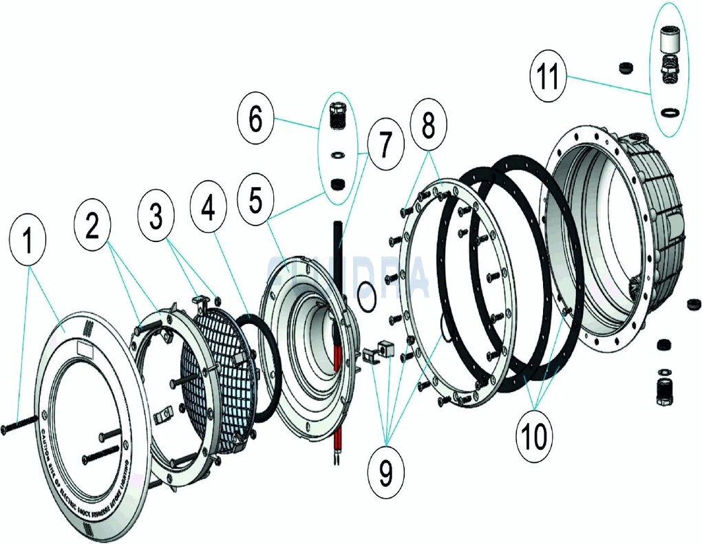 Astralpool Upevňovací klip a matka pro uchycení krytu světla VA, AstralPool, Led/300W