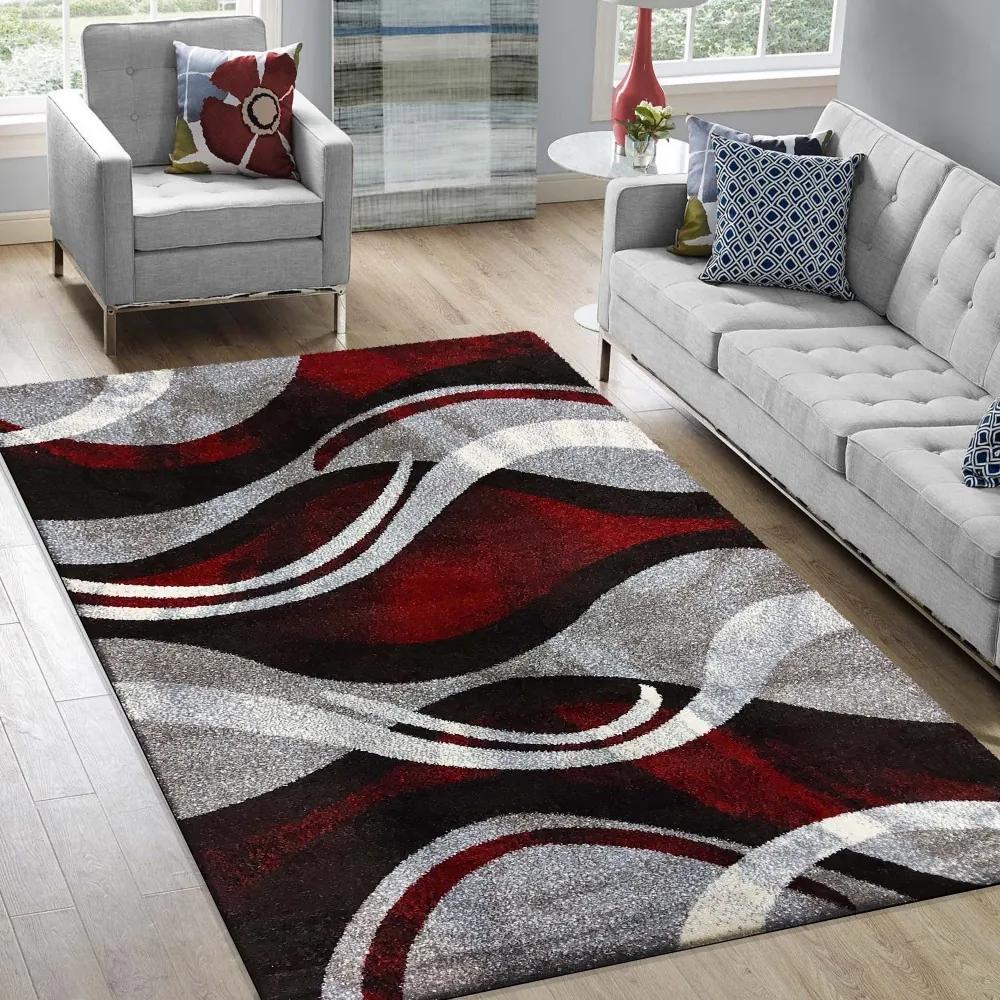 Červený vzorovaný koberec s jemným vlasem Šířka: 80 cm | Délka: 150 cm