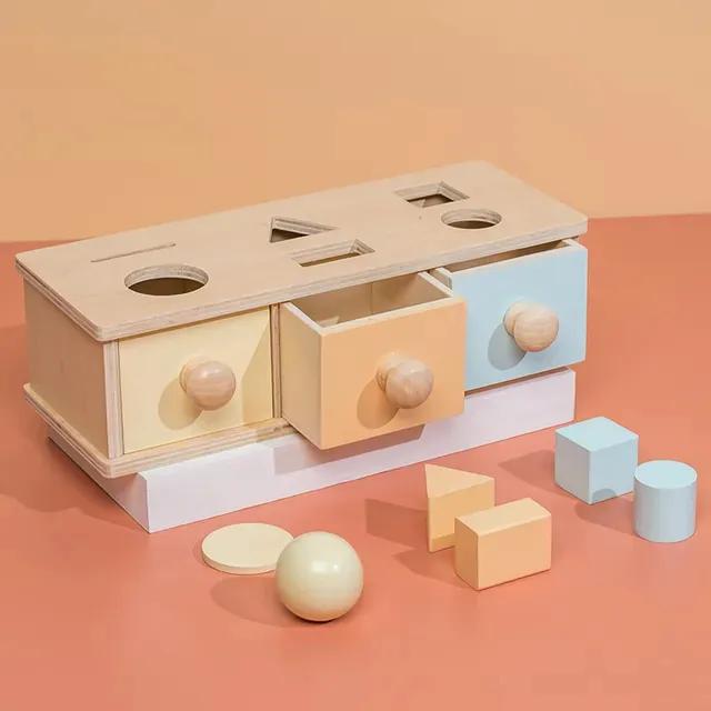 Montessori dřevěné hračky - vkládací krabičky Barva: 2 887