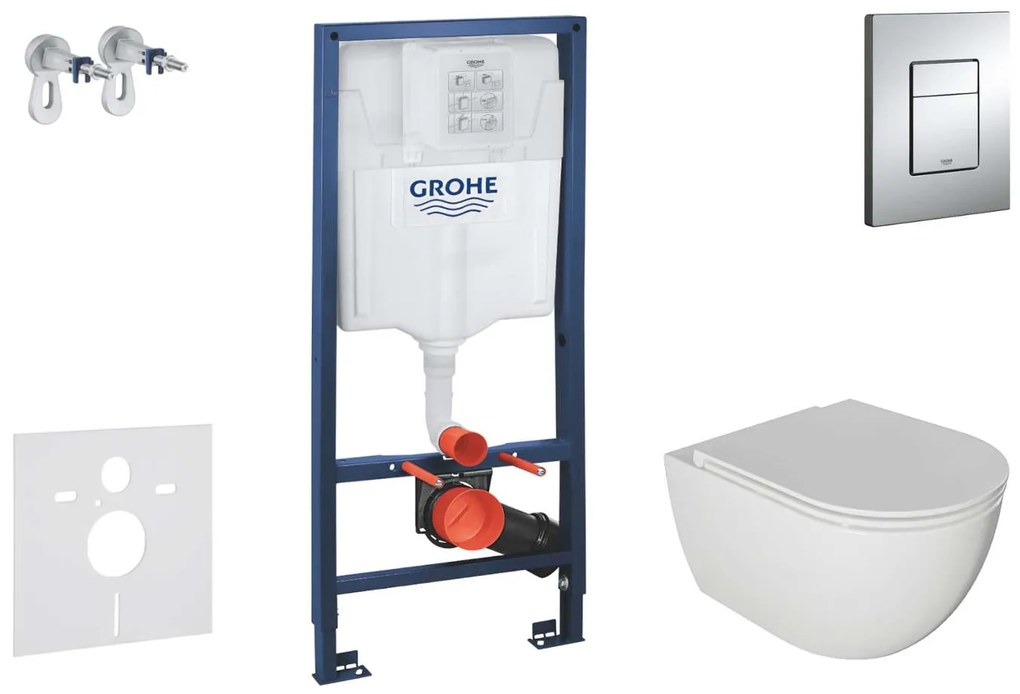 Grohe Rapid SL - Set předstěnové instalace, klozetu Oudee a sedátka softclose, tlačítko Skate Cosmopolitan, chrom SANI11BA1104